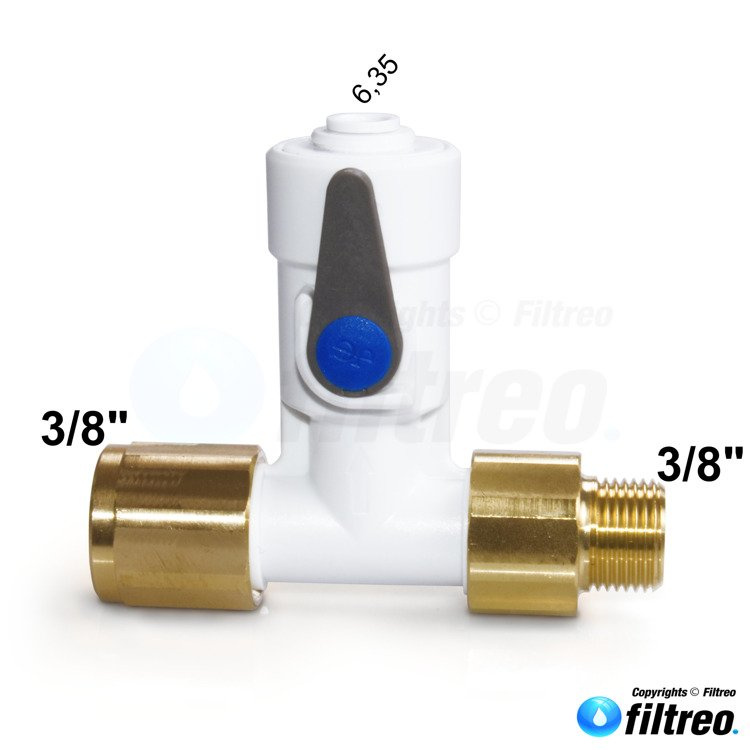 Trójnik 3/8" zawór kulowy i zwrotny John Guest ASV9 | sklep Filtreo.pl